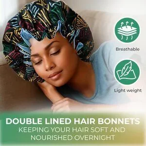 Hair | African Silk Satin Bonnet Double Layer Hair Protection Moisture ...
